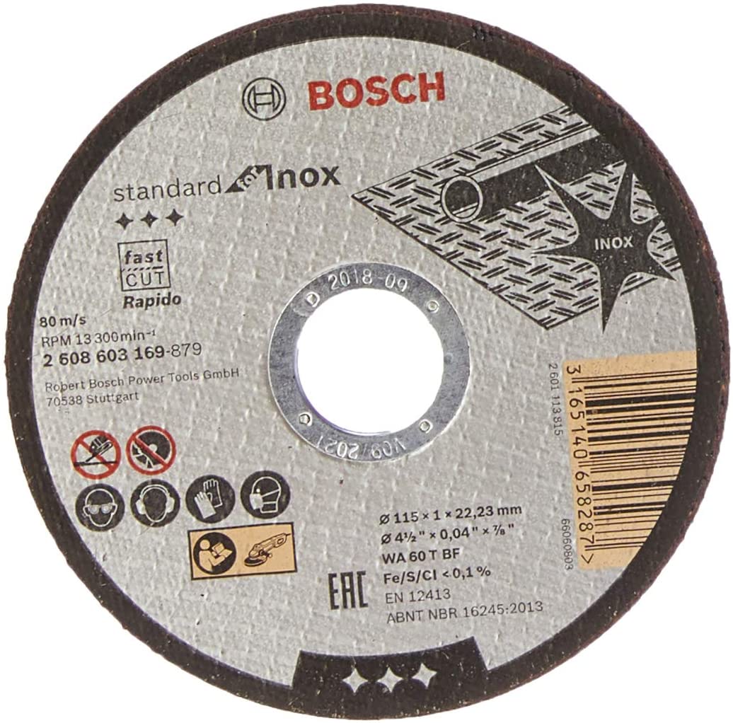 Bosch Standard for INOX Straight Cutting Disc, 115mm | Zana